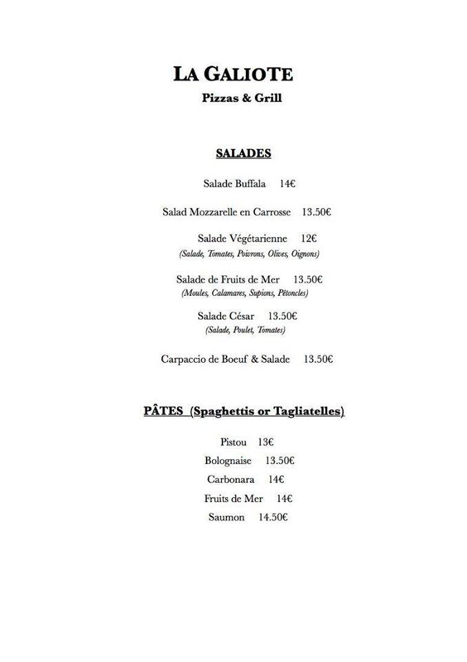 Menu au La Galiote pizzeria, Marseille, 2 Pl. aux Huiles