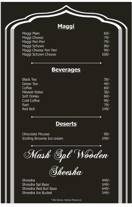 Menu at Mash Resto, Pune