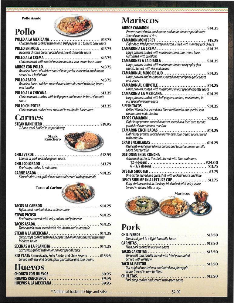 Menu at Rio Bravo restaurant, Paonia