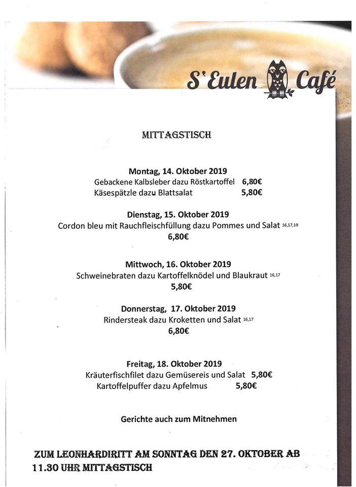 Speisekarte von S'Eulen-Café Weißenhorn cafe, Weißenhorn