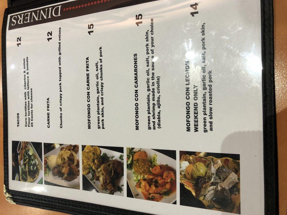 Menu at Tania's Latin American Restaurant, East Chicago