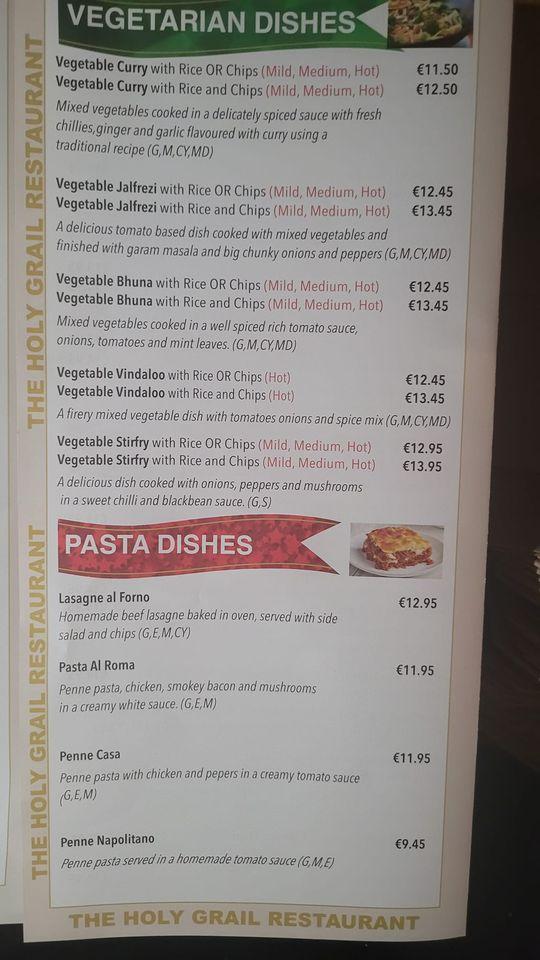 Menu at THE HOLY GRAIL Restaurant, Tapas & Cocktail Bar, Enniscorthy ...