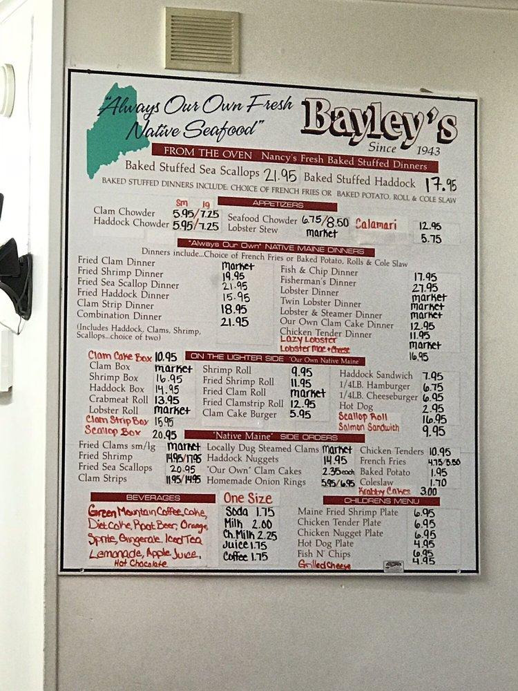 Menu at Bayley's Seafood Restaurant, Scarborough