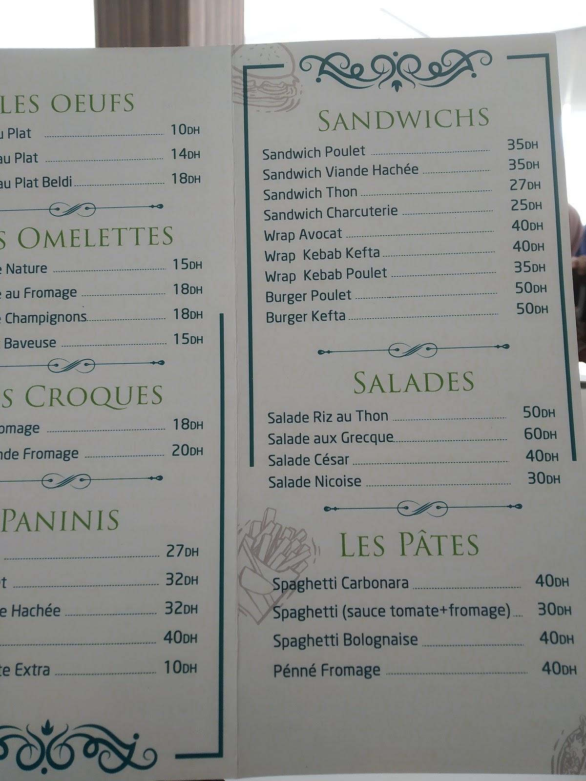 Carta de Cafeteria Ville port de Tanger, Tánger