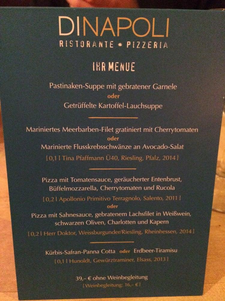 Menu at Di Napoli pizzeria, Düsseldorf, Moltkestraße 117