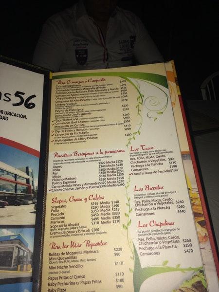Carta de El Patio Restaurant, San Francisco de Macoris