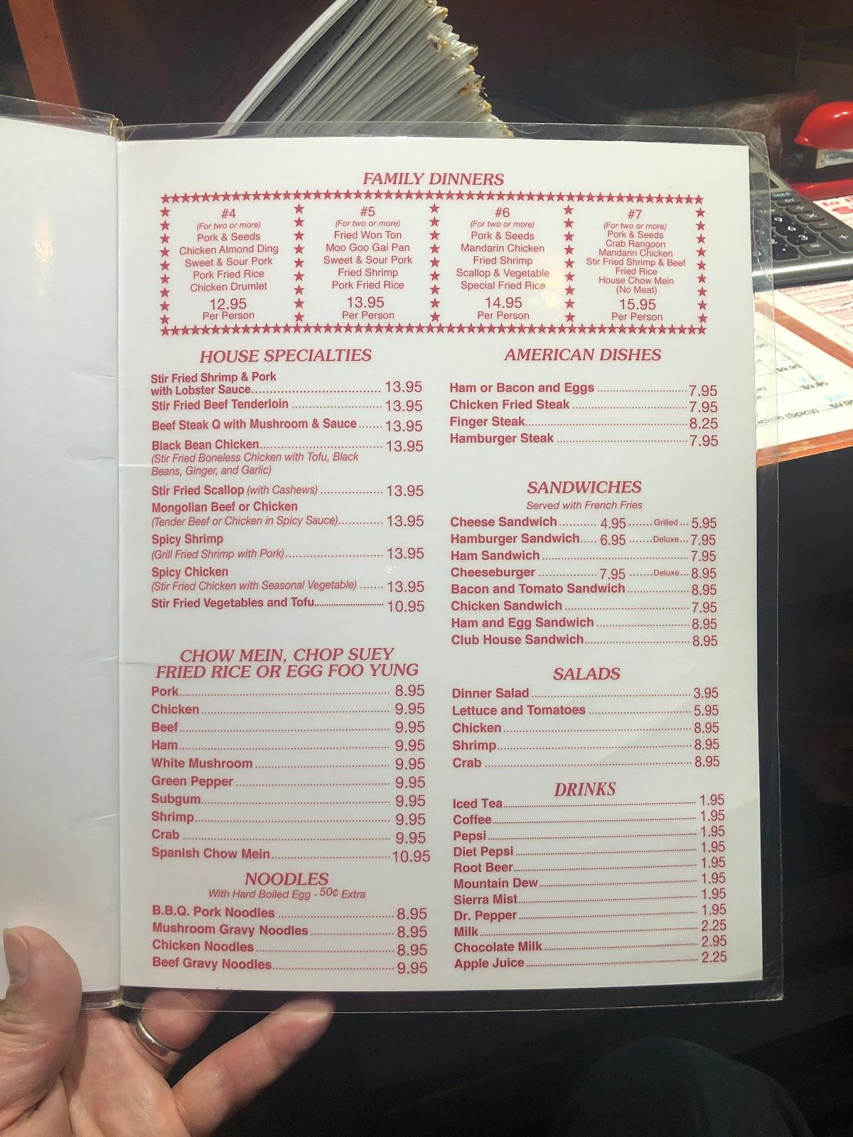 Menu at Golden Star Restaurant, Boise