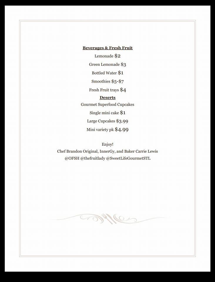 Menu at The Culture Cafe, St. Louis