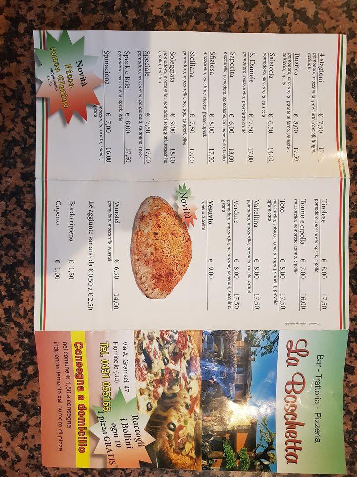 Menu da Trattoria pizzeria La Boschetta da Checco, San Valentino