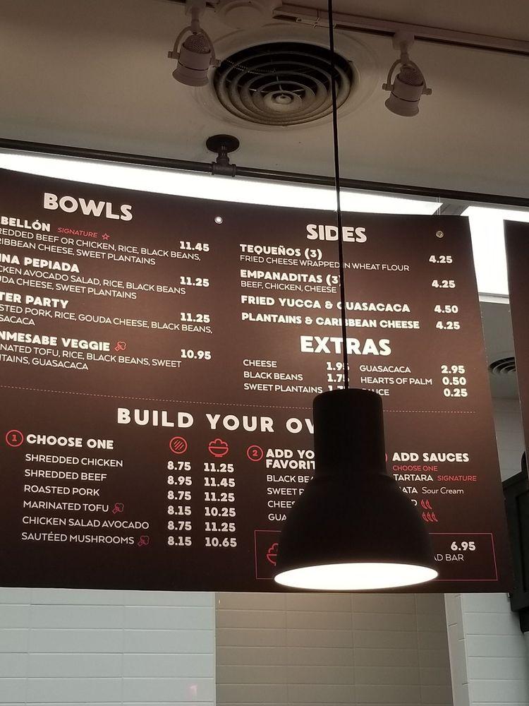 Carta de BienMeSabe Venezuelan Arepa Bar, Chicago, 29 E Adams St