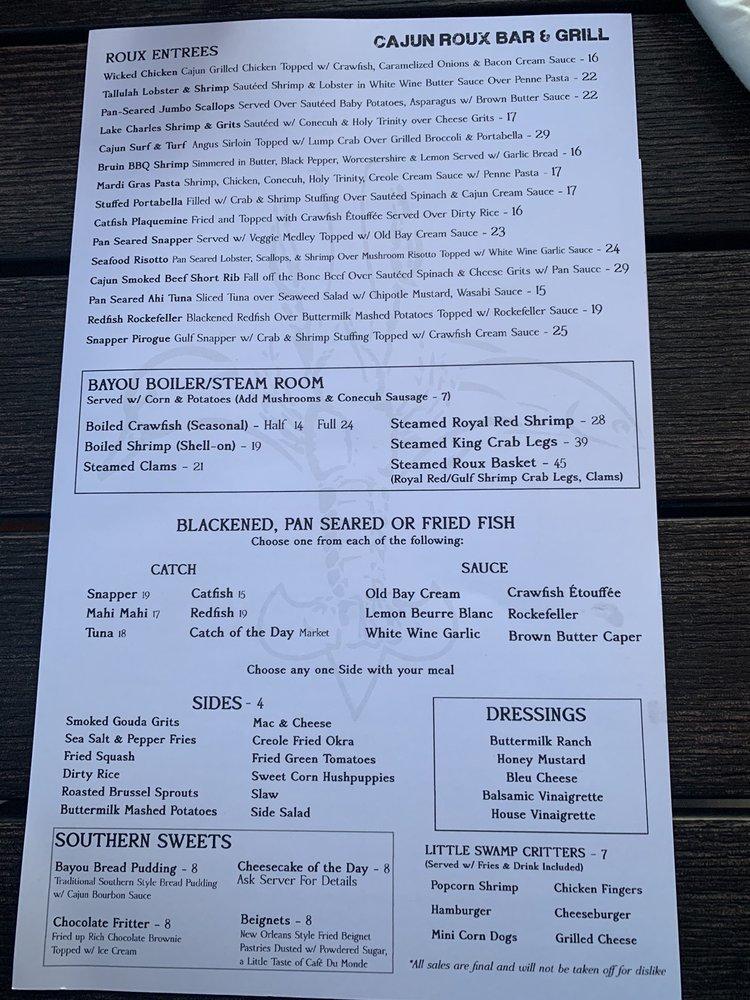 Menu at Cajun Roux Bar & Grill, Hoover
