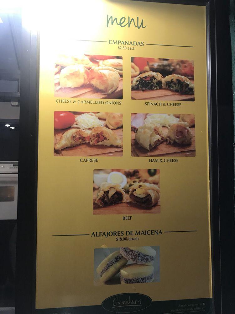 Menu at Chimichurri - Argentinean Food fast food, South Bend