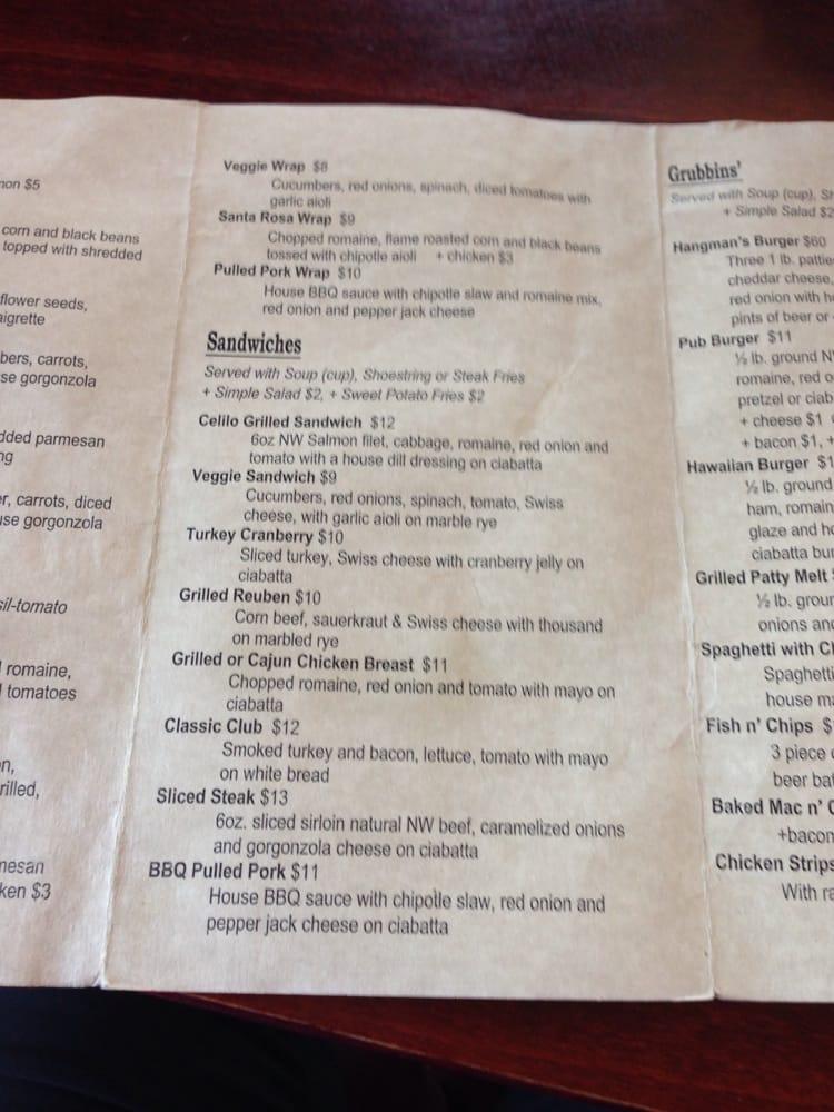 Menu at Clock Tower Ales pub & bar, The Dalles
