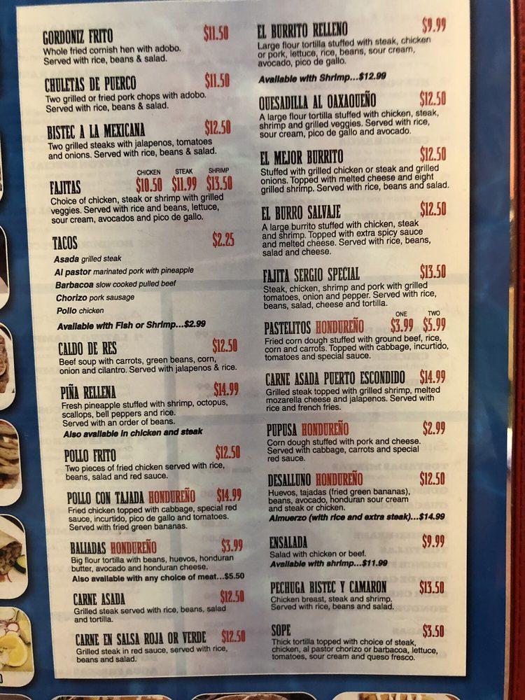 Menu at Latinos Restaurant, Canton
