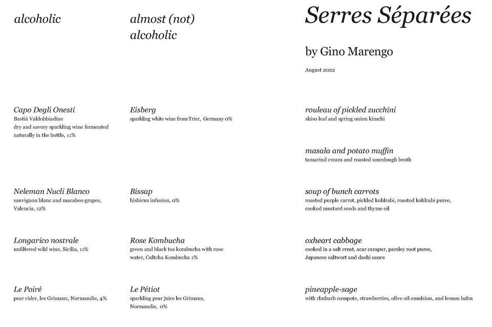 Menu at Mediamatic ETEN, Amsterdam