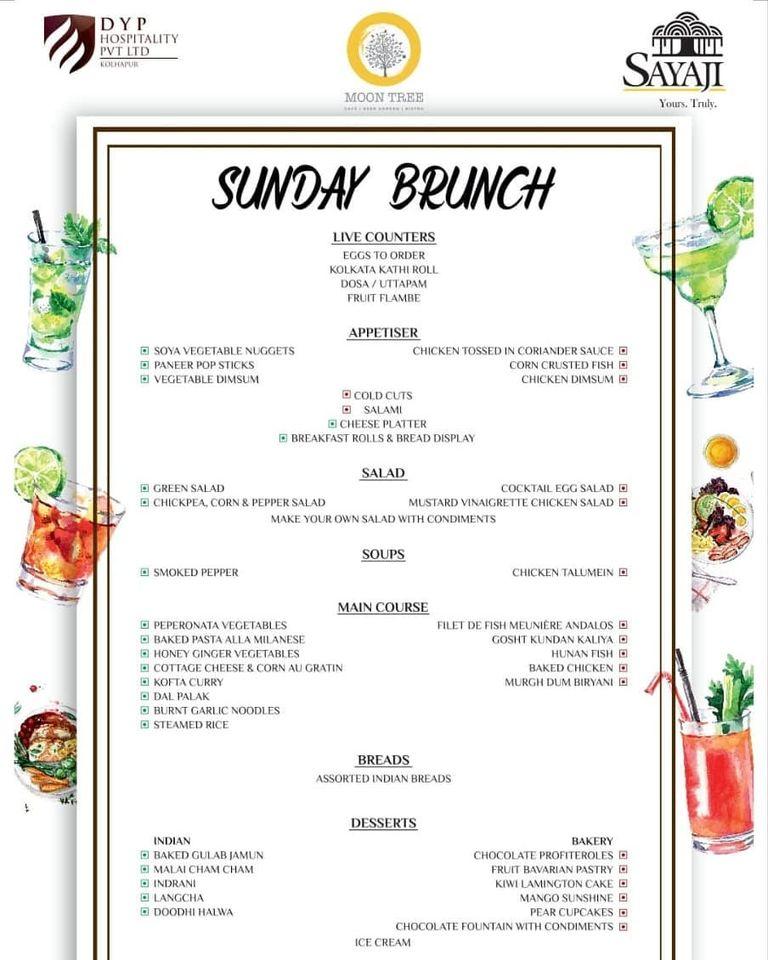 Menu at Moon Tree Cafe, Kolhapur, Old Pune-Bangalore Hwy