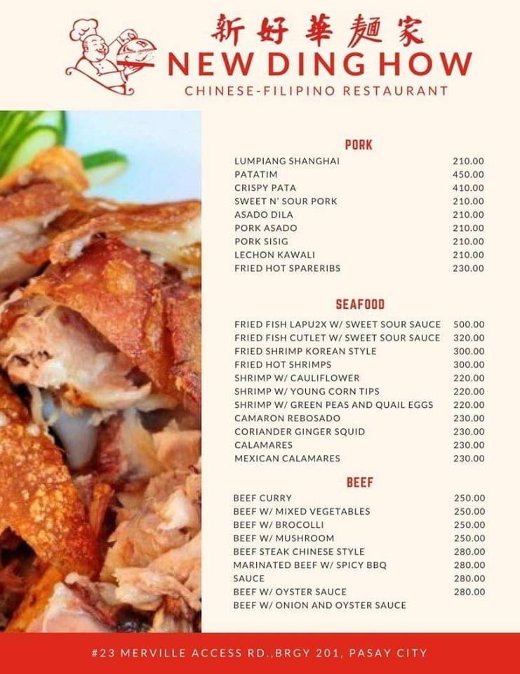 Menu at New Ding How Restaurant, Pasay, #23 Access Road Barangay 201 ...
