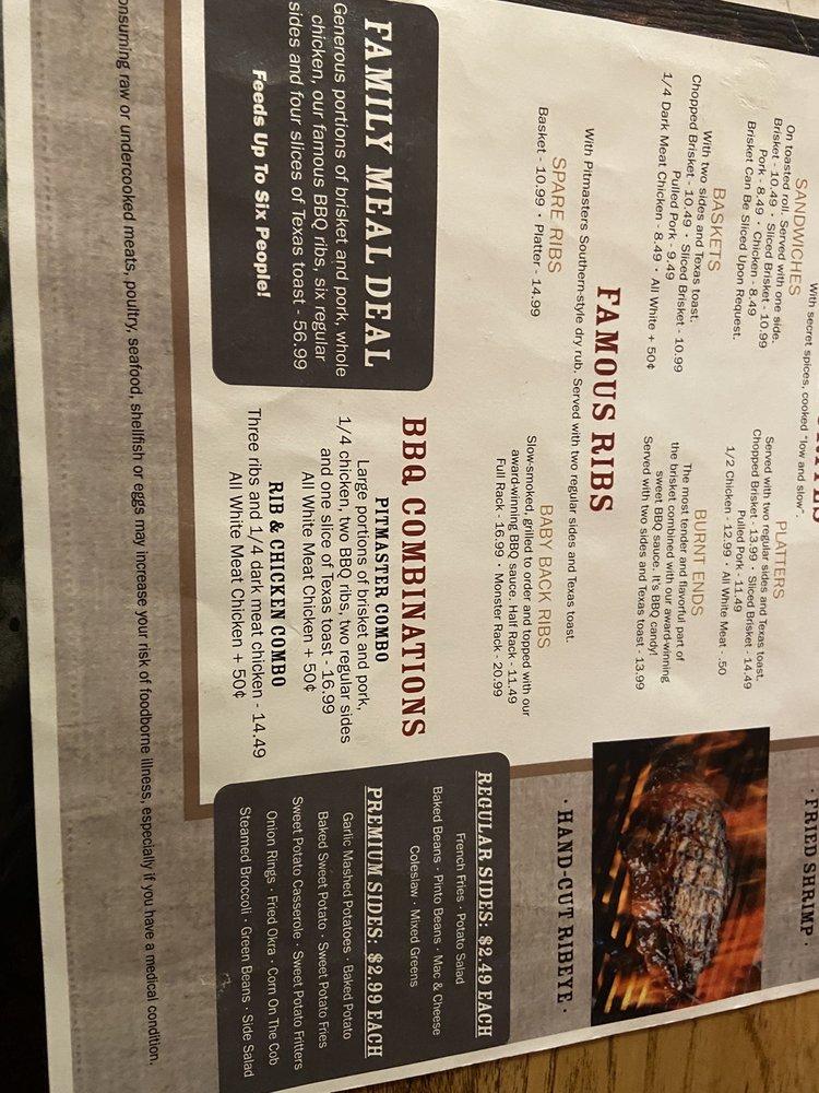 Menu at Pit Master BBQ, DeLand, US-17