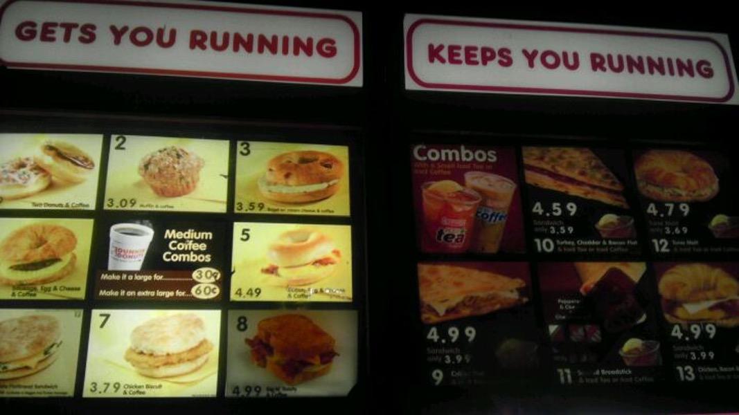 Menu at Dunkin' restaurant, Pompano Beach, N Federal Hwy