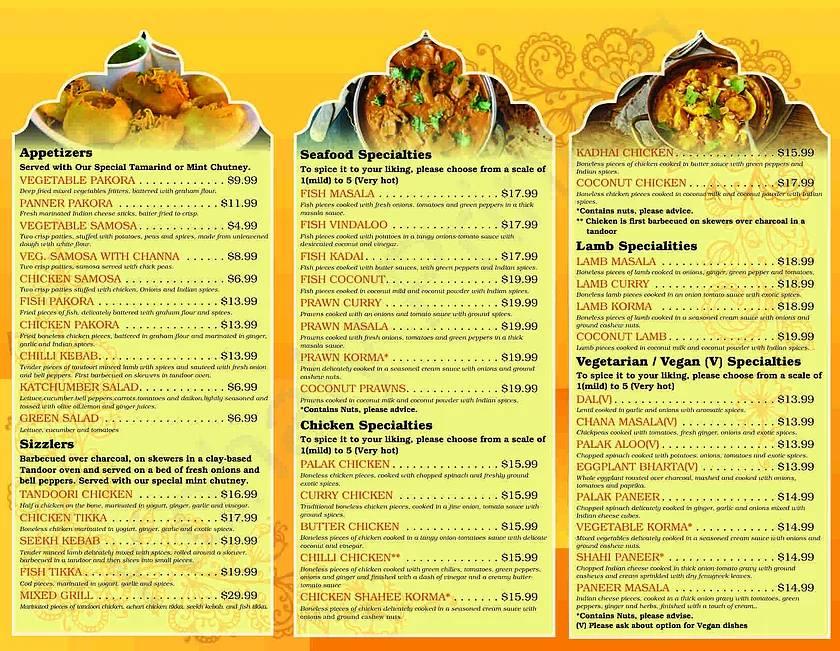 Menu at The Flame restaurant, Osoyoos