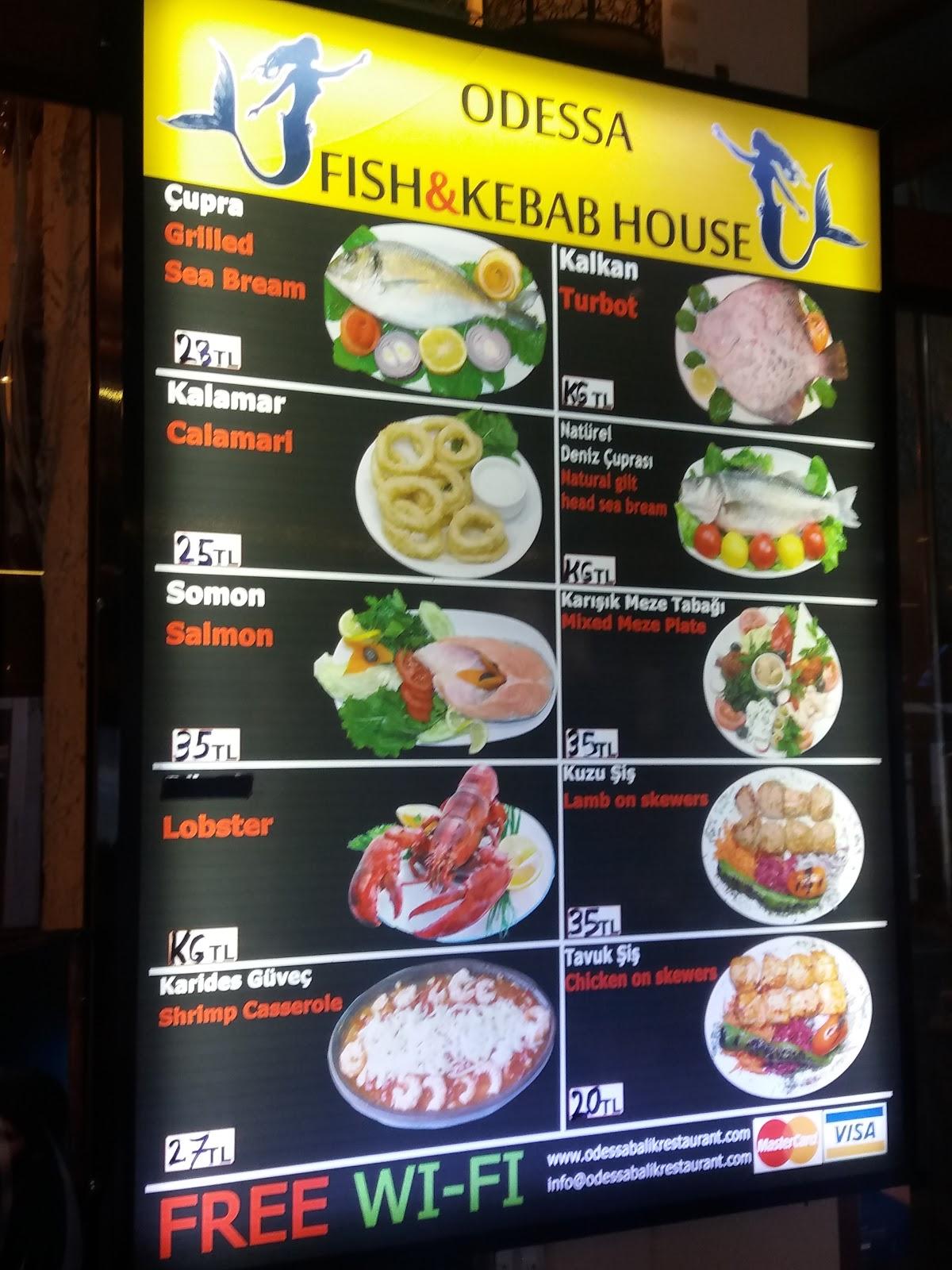 Menu at Odessa Restaurant, Istanbul, Rihtim Cad. No.15