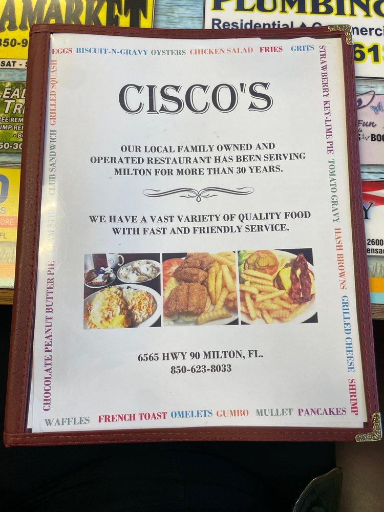 Menu at Cisco's Restaurant, Milton