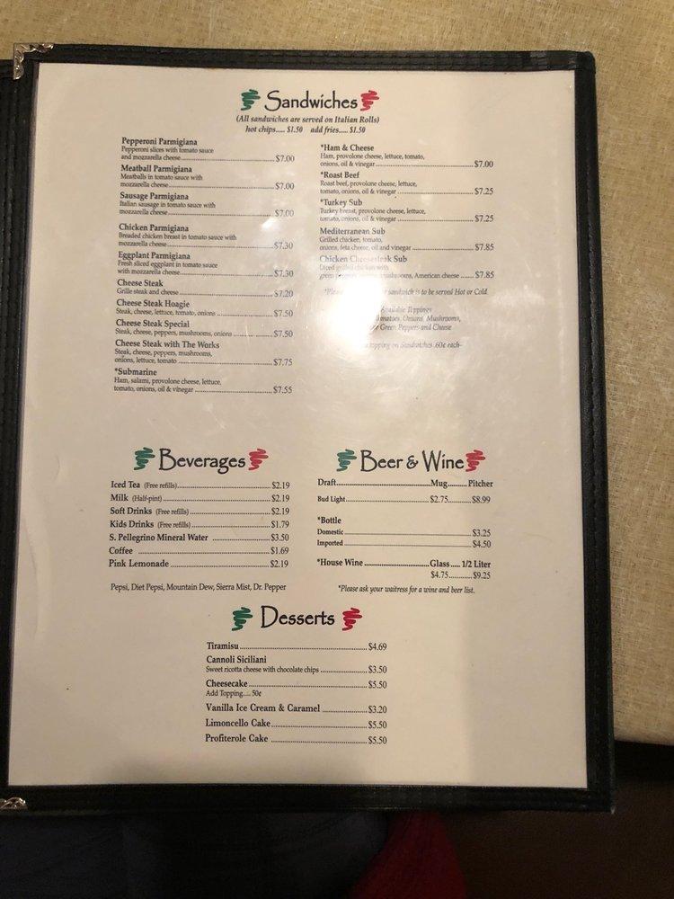 Menu at Coppolas pizzeria, Mount Airy