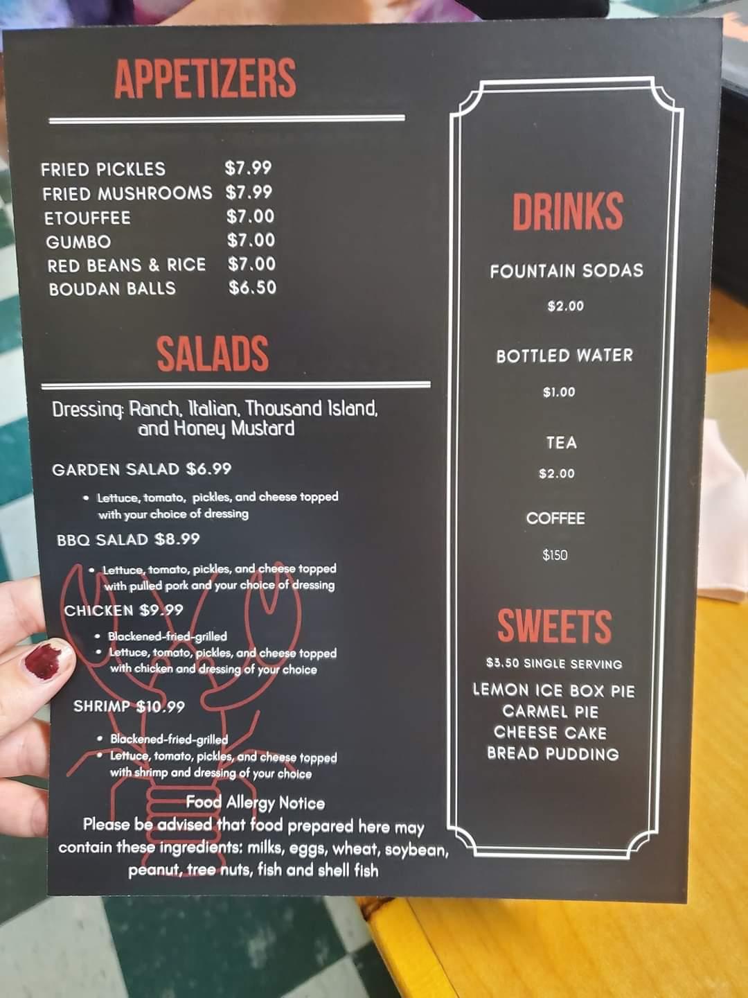 Menu at Dale's Cajun & BBQ, Alexandria