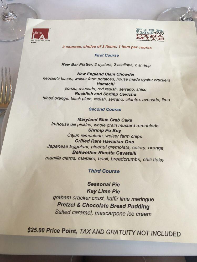 Menu at Fishing With Dynamite pub & bar, Manhattan Beach