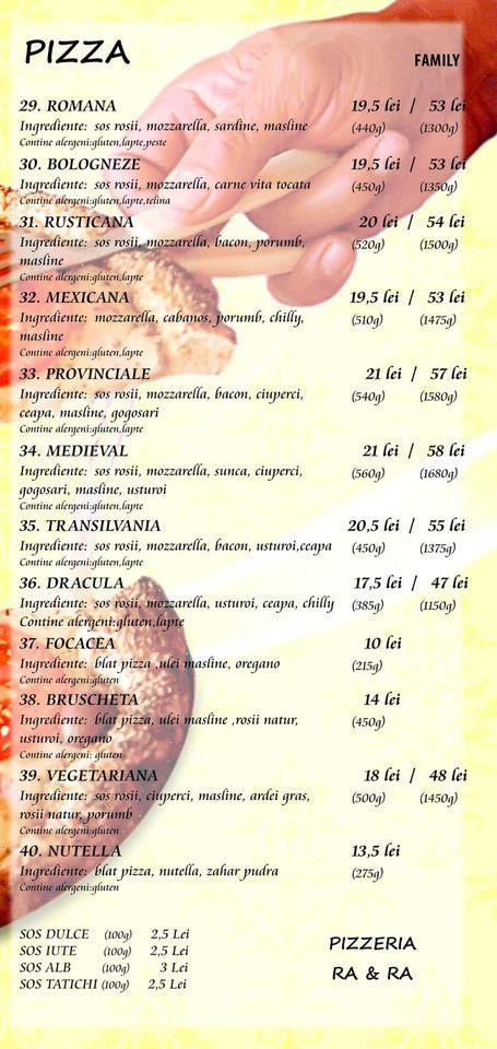 Menu at Pizzerie - Restaurant RA&RA, Făgăraș