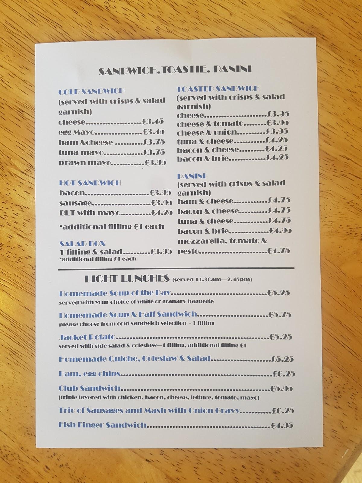 Menu at The Triangle Cafe, Eastbourne