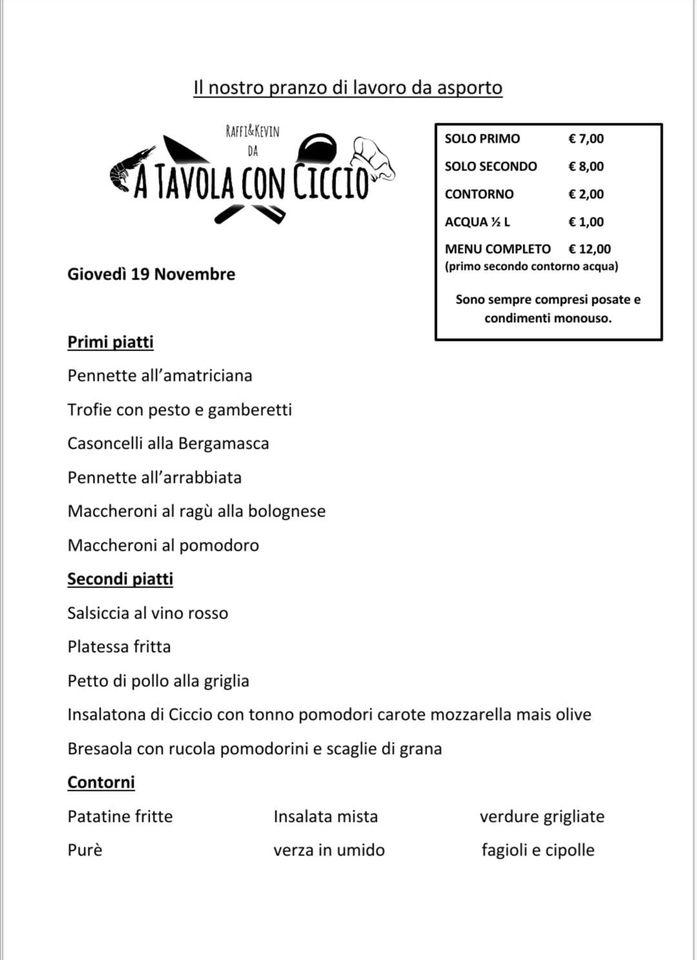 Carta del restaurante A Tavola Con Ciccio, Entratico
