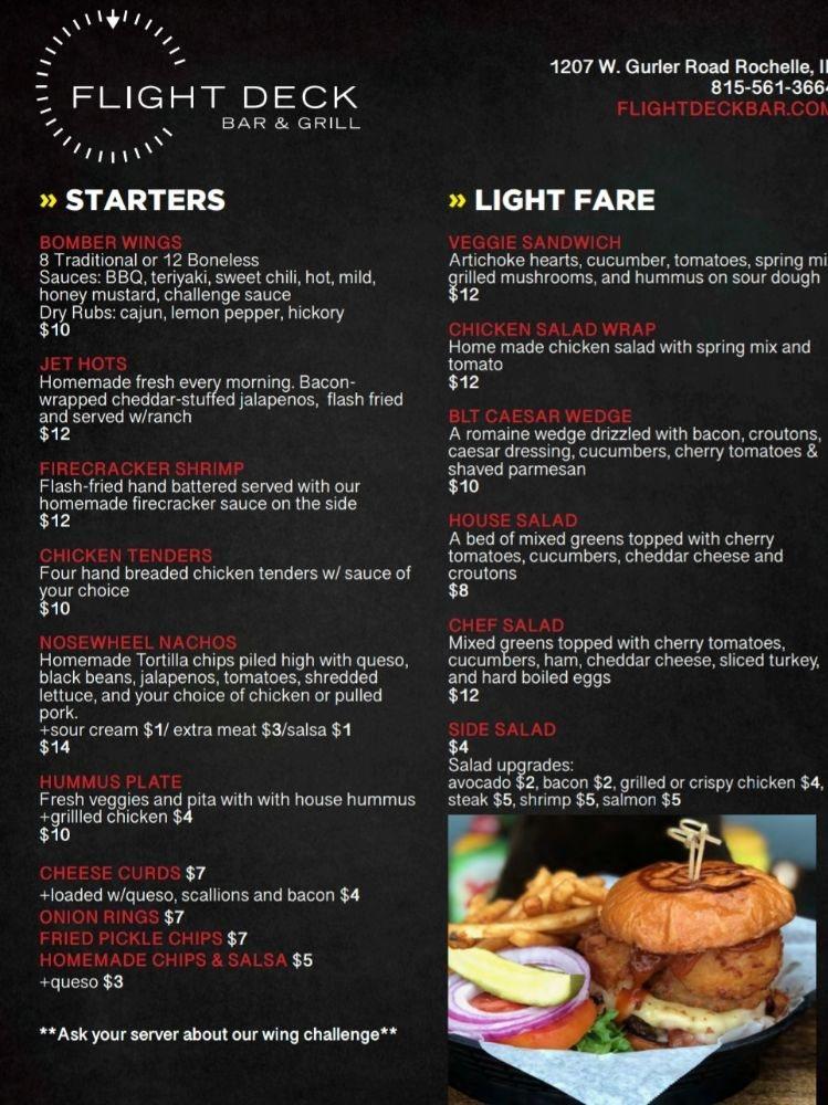 Menu at Flight Deck Bar & Grill at CSC, Rochelle