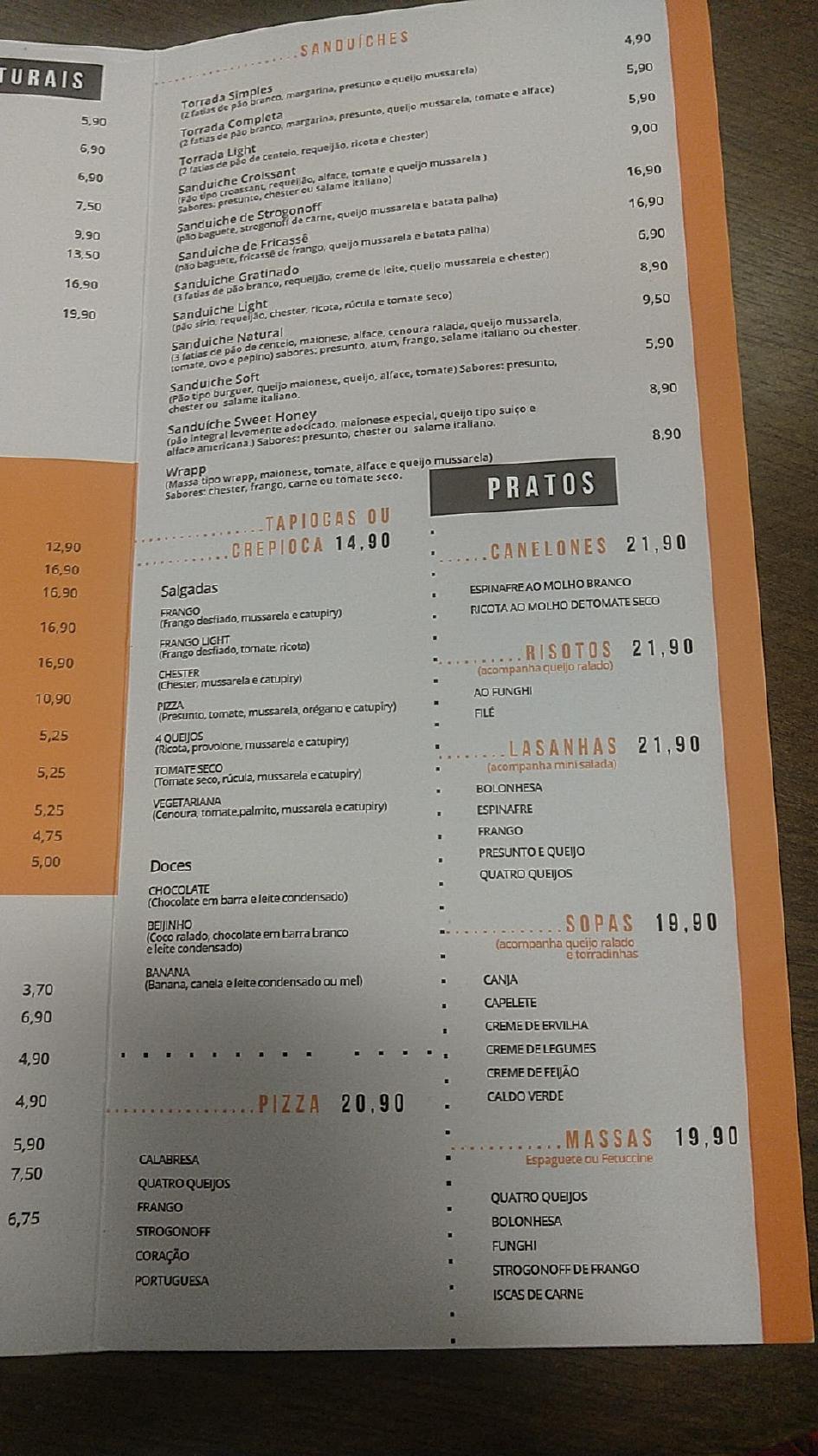 Menu at Letras e Sabores - Galeria Cultural cafe, São Leopoldo
