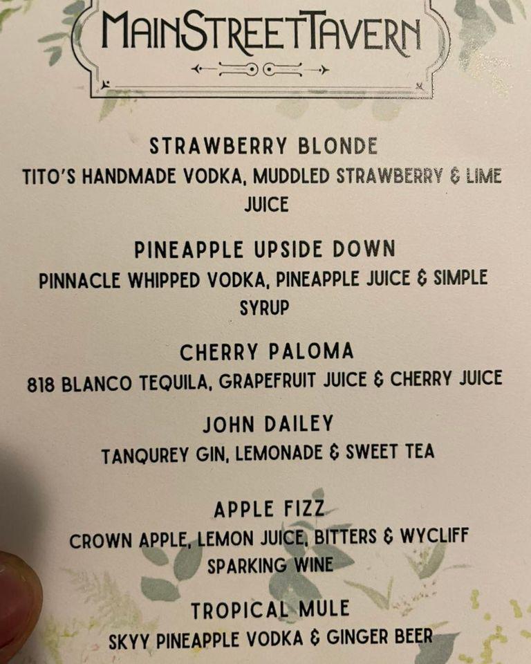 Menu at Main Street Tavern pub & bar, Broken Arrow, 200 S Main St
