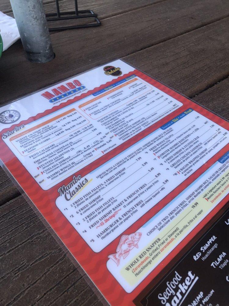 Menu at Mambo Seafood restaurant, Houston, 10402 Gulf Fwy