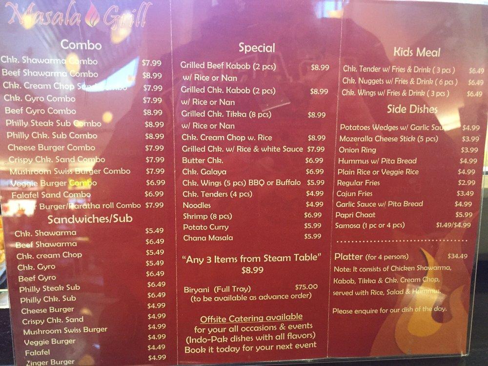 Menu at Masala Grill restaurant, Sterling Heights