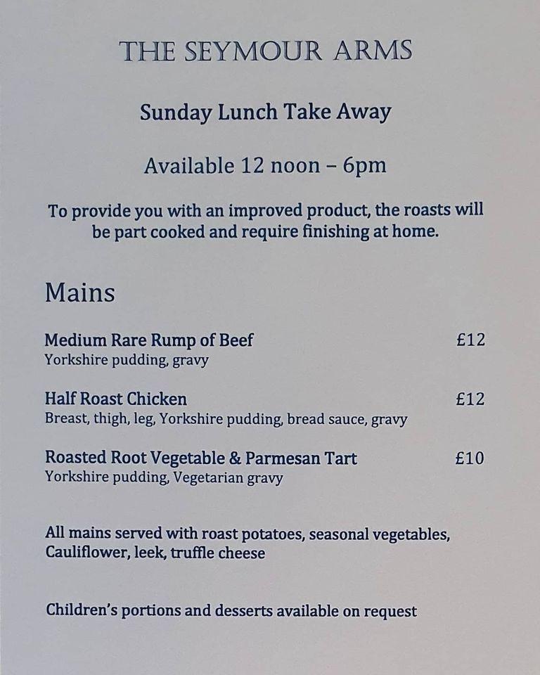 Menu at The Seymour Arms pub & bar, Bristol, Bath Rd
