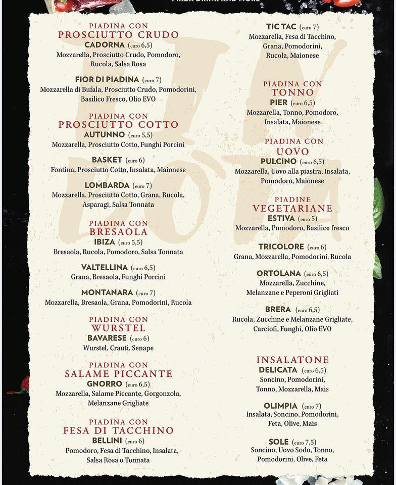 Menu da Tin Bòta ristorante, Milano, Via S. Maurilio