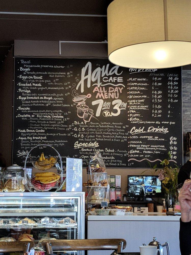 Menu at Aqua Cafe, Auckland