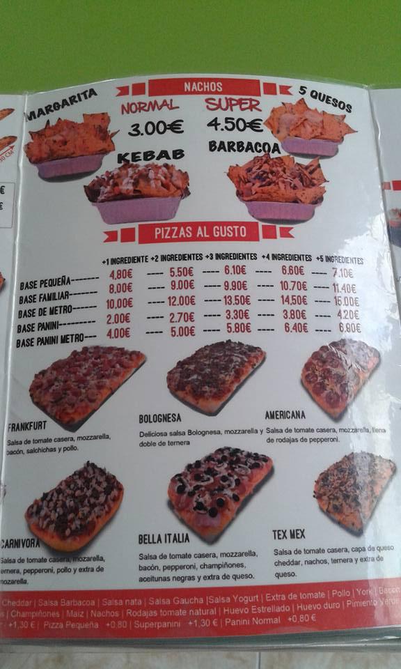 Menu at Cafetería Mari, Fuente Palmera