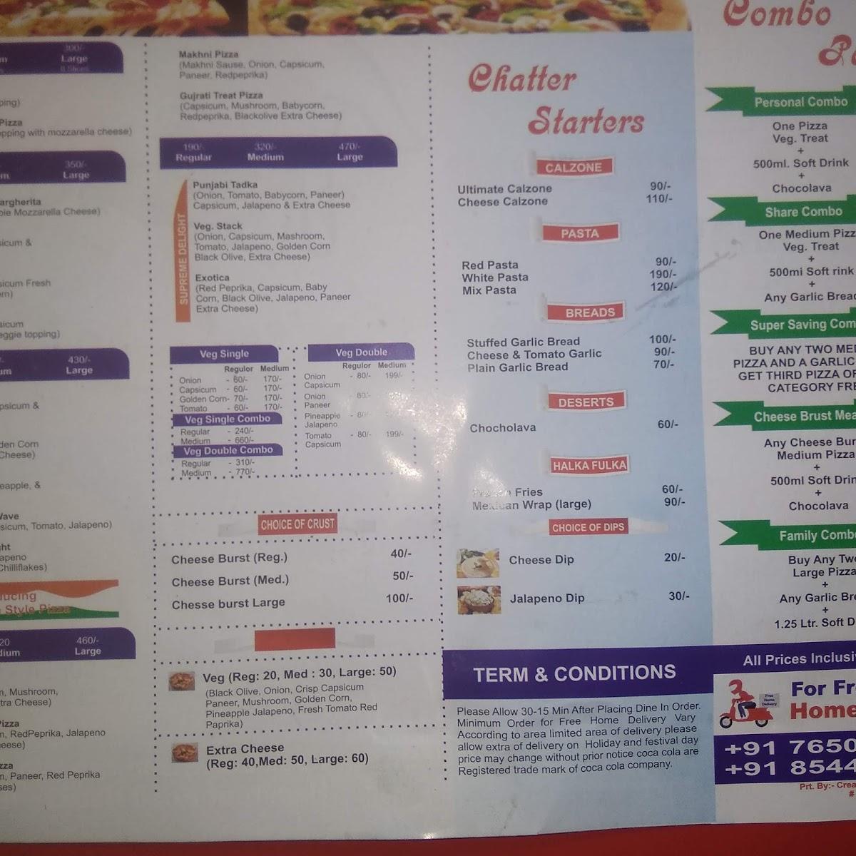 Menu at Costa Pizzeria, Nadaun