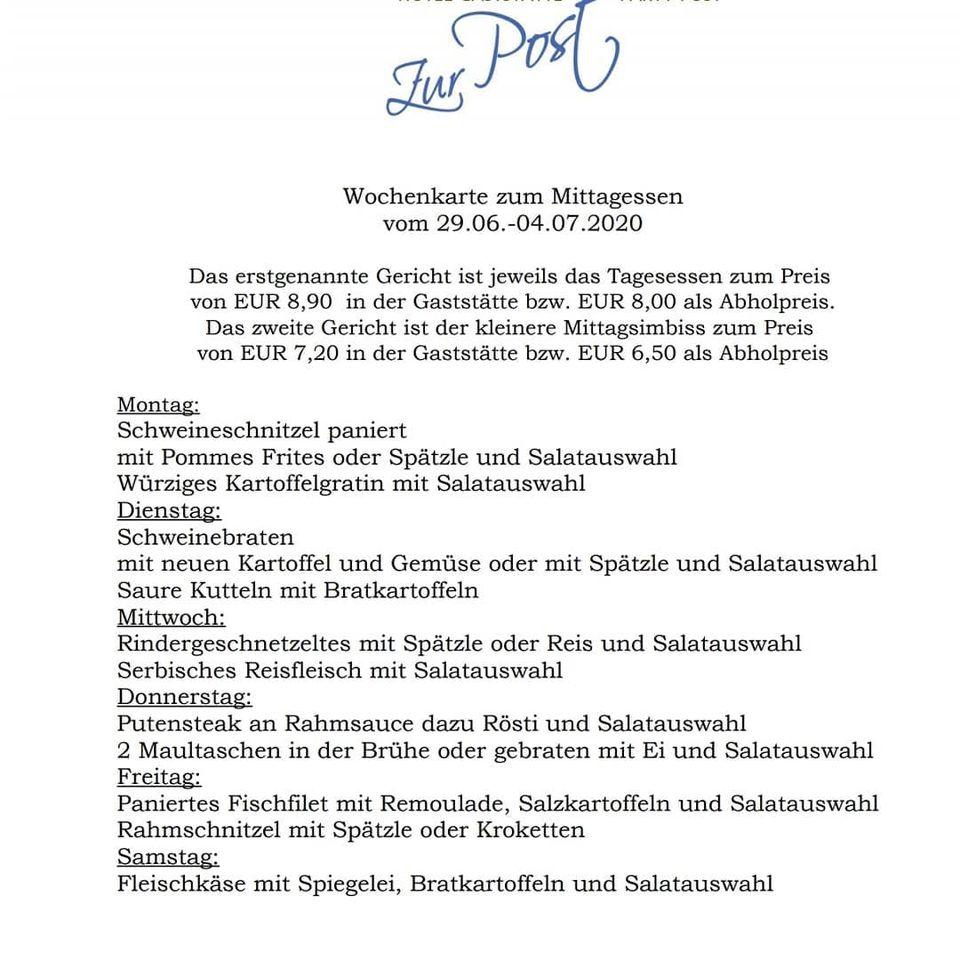Post Weilheim Teck Speisekarte