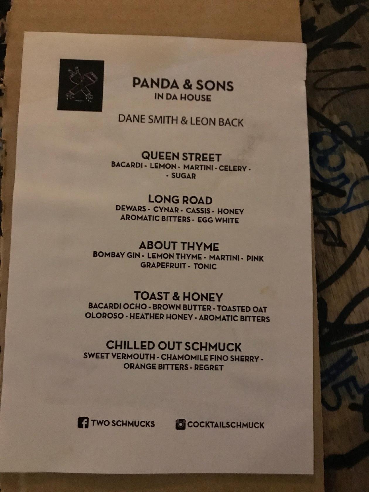 Menu at TWO SCHMUCKS pub & bar, Barcelona