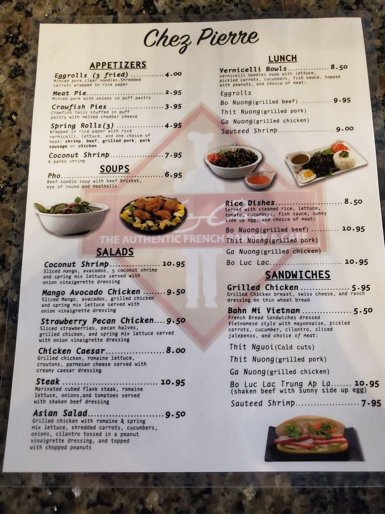 Menu at Chez Pierre Bakery Lakeview, New Orleans, 141 Harrison Ave