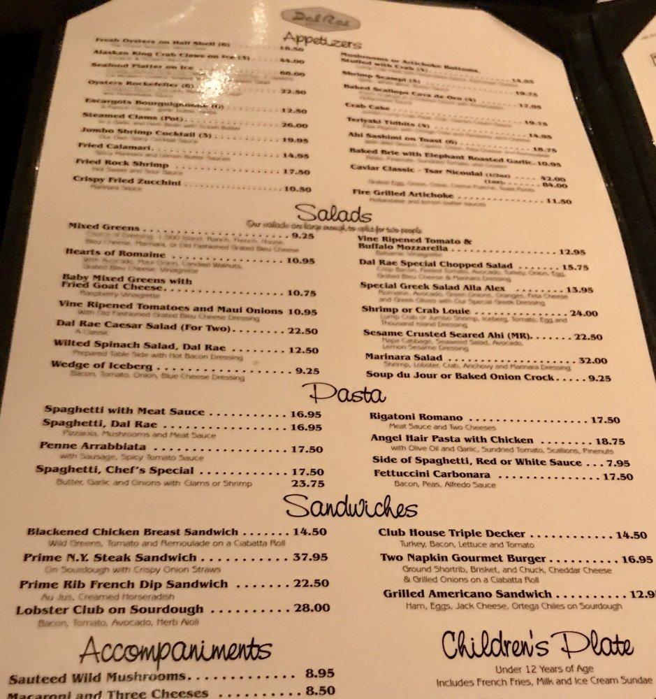Menu at Dal Rae Restaurant, Pico Rivera