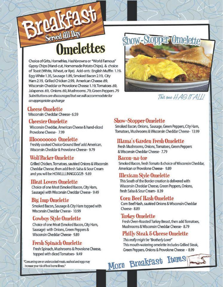 Menu at The Shiny Diner restaurant, Cary