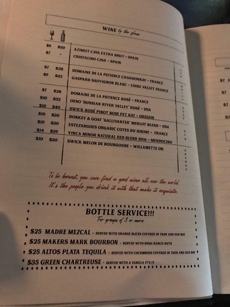Carta del pub y bar The Snug, Sacramento