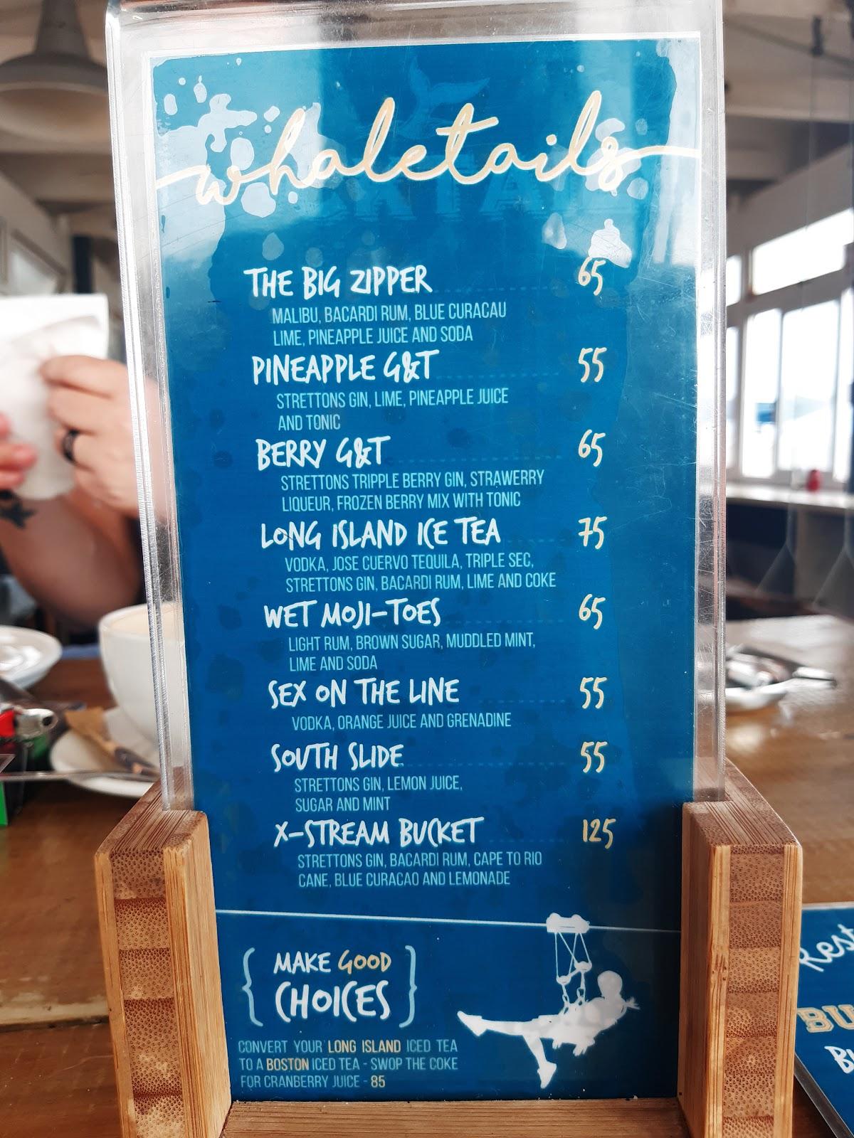 Menu at Big Blu Restaurant, Mossel Bay