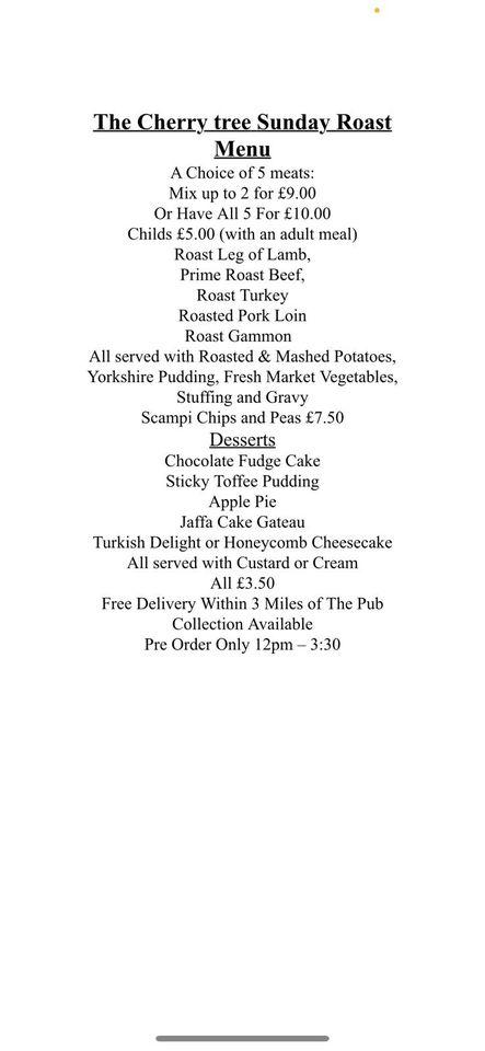 Menu at Cherry Tree pub & bar, Ely